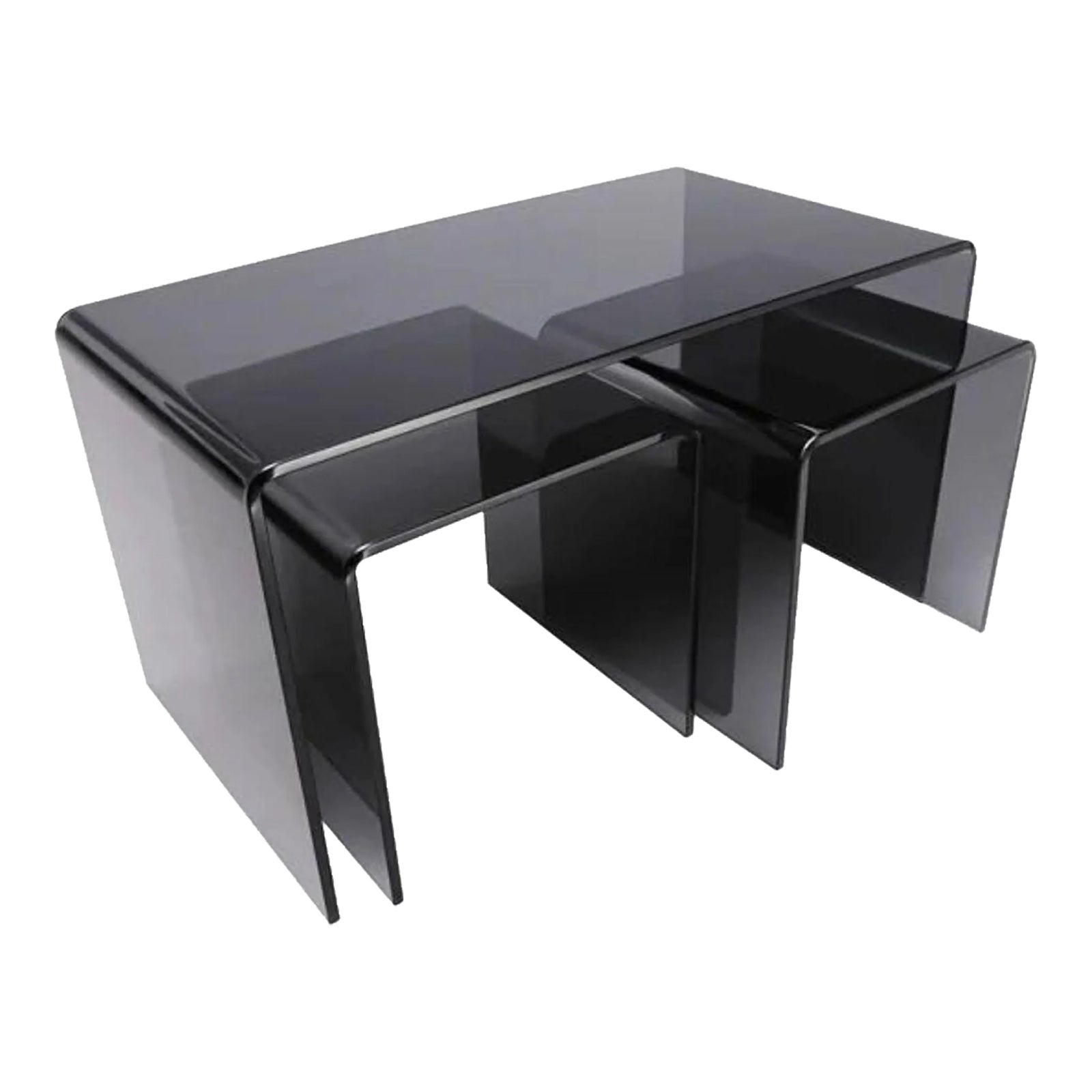 Acrylic Transparent Black Table Set - 3 Pieces | Chairish