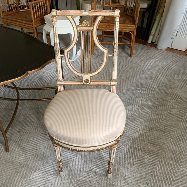19th Century Swedish Gustavian Painted Lyre Back Dining Chairs With ...