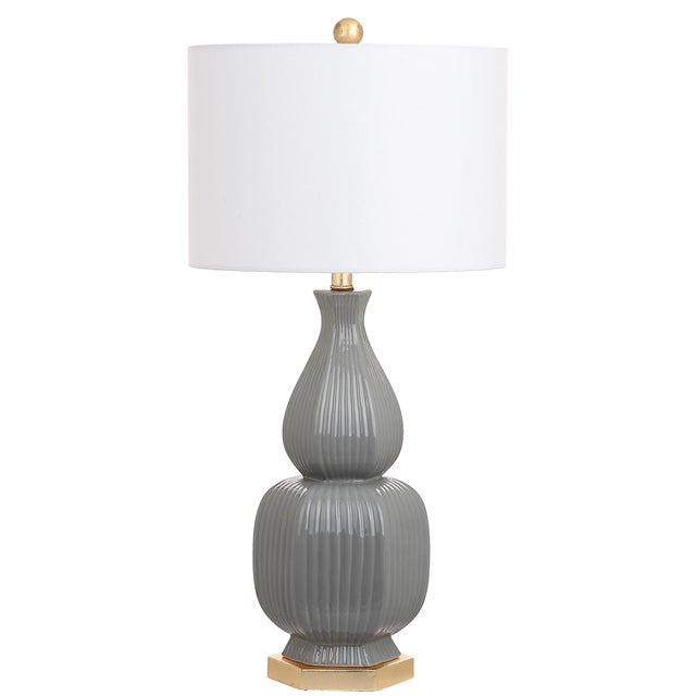 31.5 Inch H Contemporary Ceramic Base Table Lamp in Grey - a Pair ...