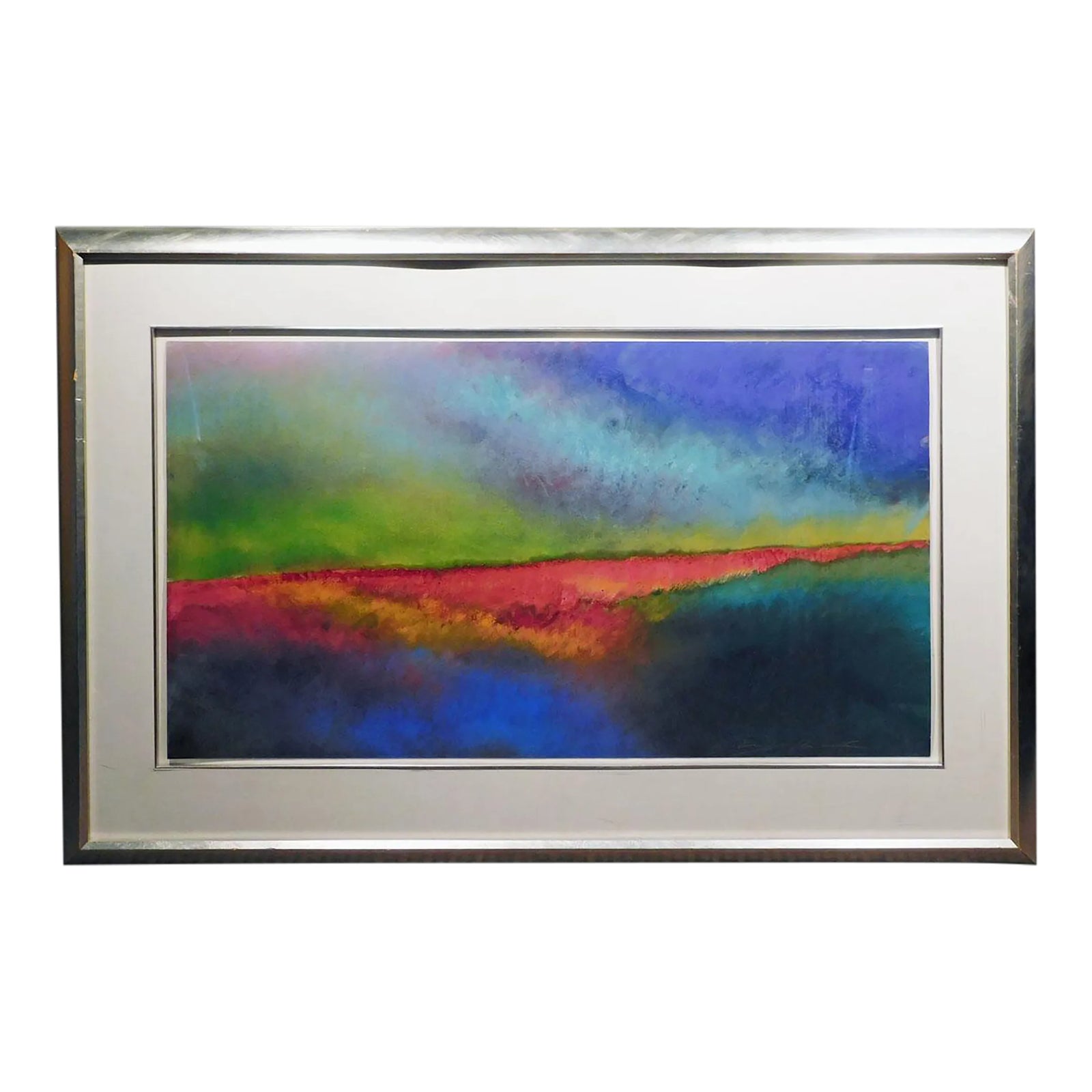 1990s Mark Dickson Untitled Mixed Media,Pastel and Watercolor Abstract ...