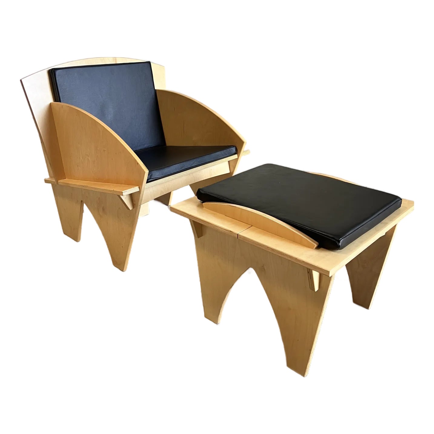Minimalist Vintage Modern Wood and Leather Seat Puzzle Chair and ...