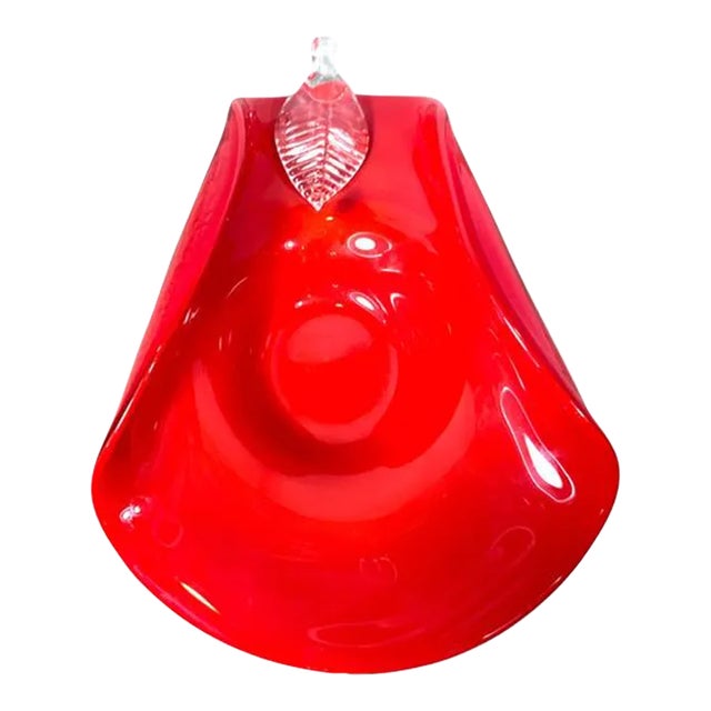 Vintage Blown Art Glass Apple Dish Signed R | Chairish