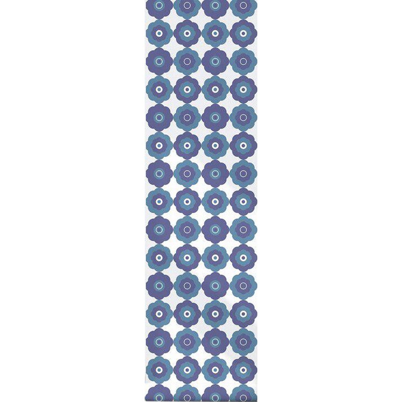 Flower Power Blue 6" Vinyl Canvas Wallpaper 2'w X 4'l Panel | Chairish