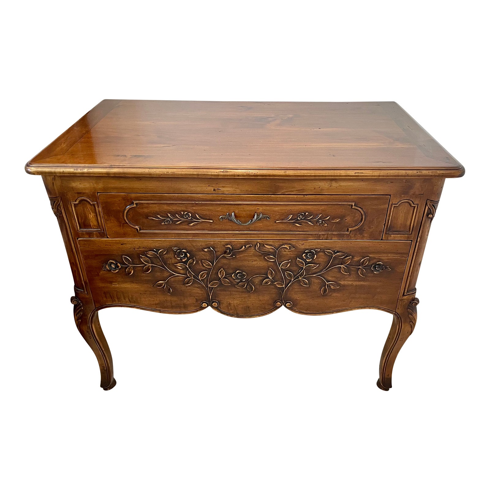 Hand Made Carved Wood Dresser Desk Night Stand | Chairish
