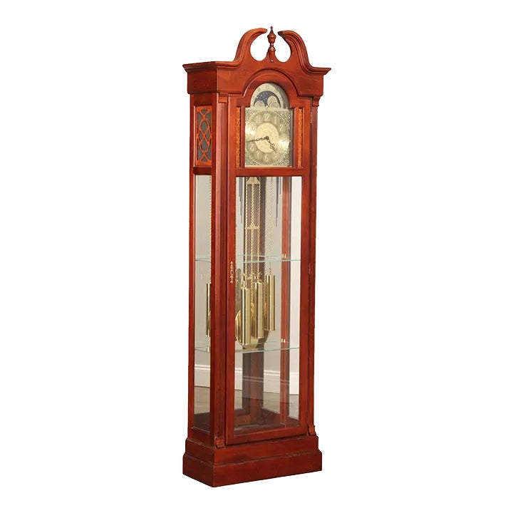 Ridgeway Traditional Cherry Tall Case Grandfather Clock | Chairish