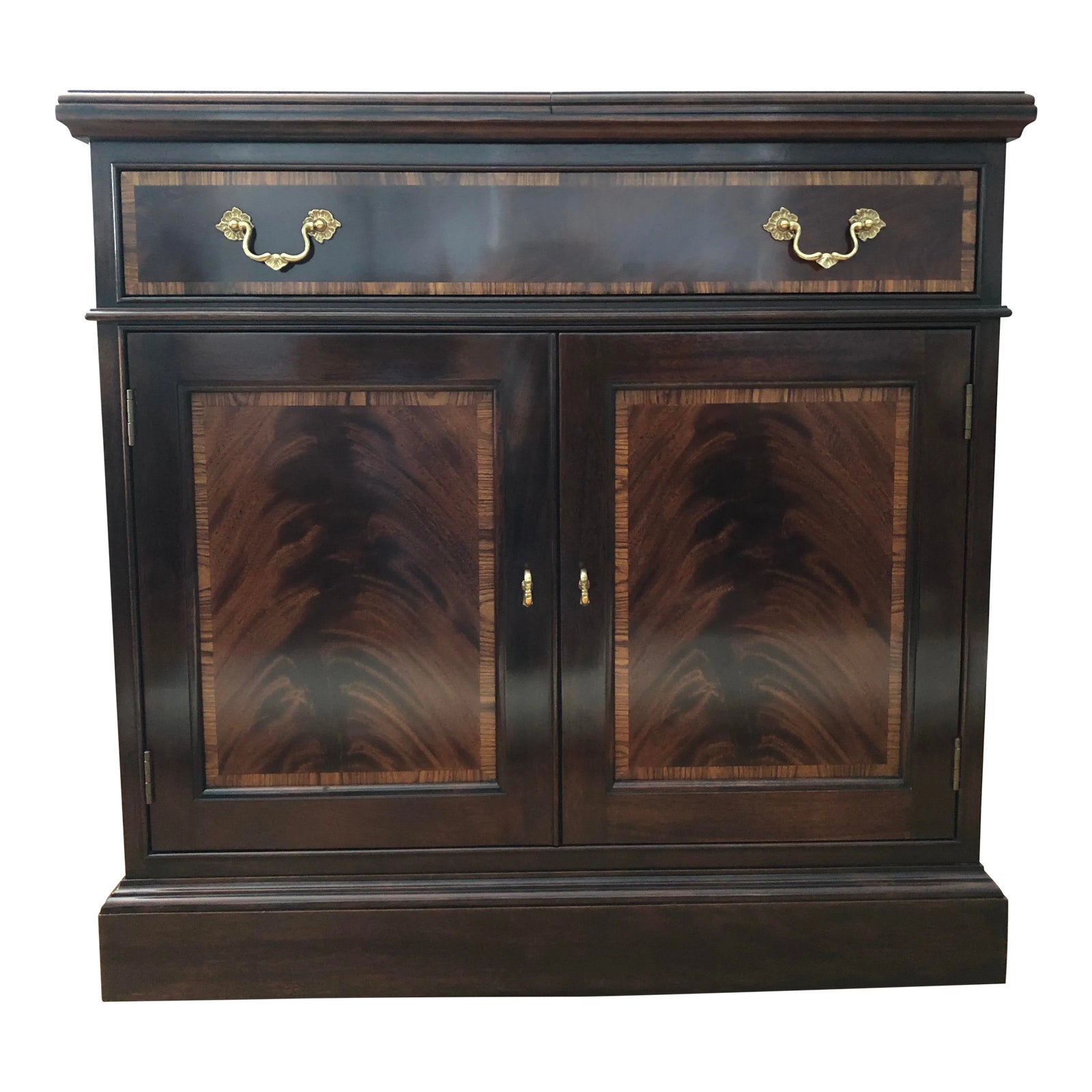 Traditional Stickley Mahogany Rolling Flip Top Server | Chairish