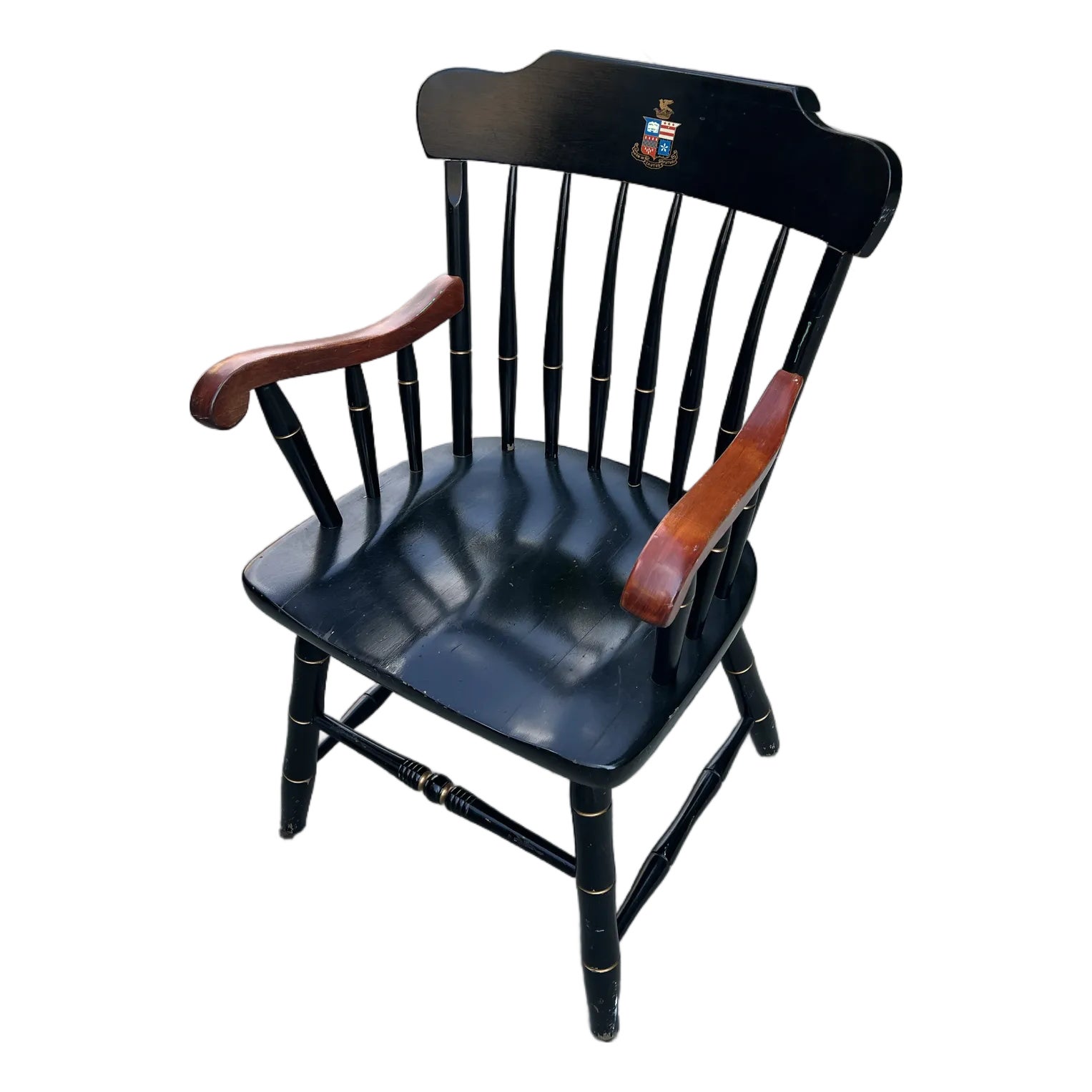 1970s University of Pennsylvania Wooden Black Captains Chair | Chairish