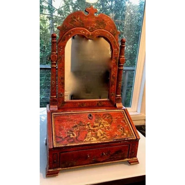 English Chinoiserie Table Mirror Slant Top Front | Chairish