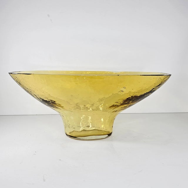 Vintage Pebbled Glass Bowl Large Decorative Pedestal Bubble Recycled ...