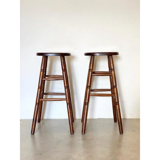 Wooden Bar Stools, 1980s, Set of 2 | Chairish