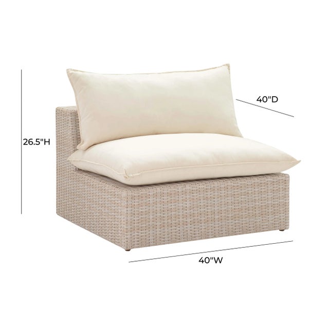Cali Natural Wicker Outdoor Armless Chair | Chairish