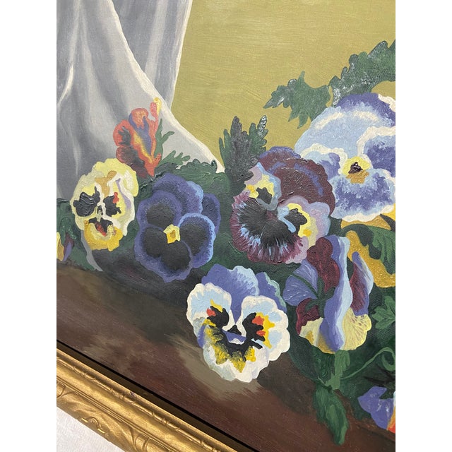 Framed Original Pansies Still Life Painting | Chairish