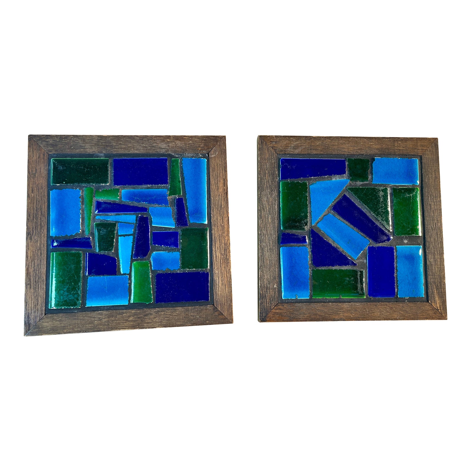 Mid-Century Modern Abstract Mosaic Trivets- a Pair | Chairish