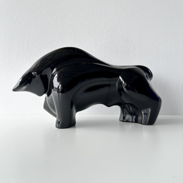 Late 20th Century Cubist Ceramic Bull Sculpture | Chairish