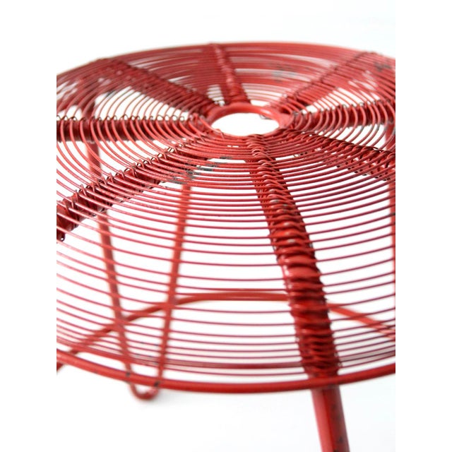 Mid-Century Red Hairpin Leg Metal Stool | Chairish