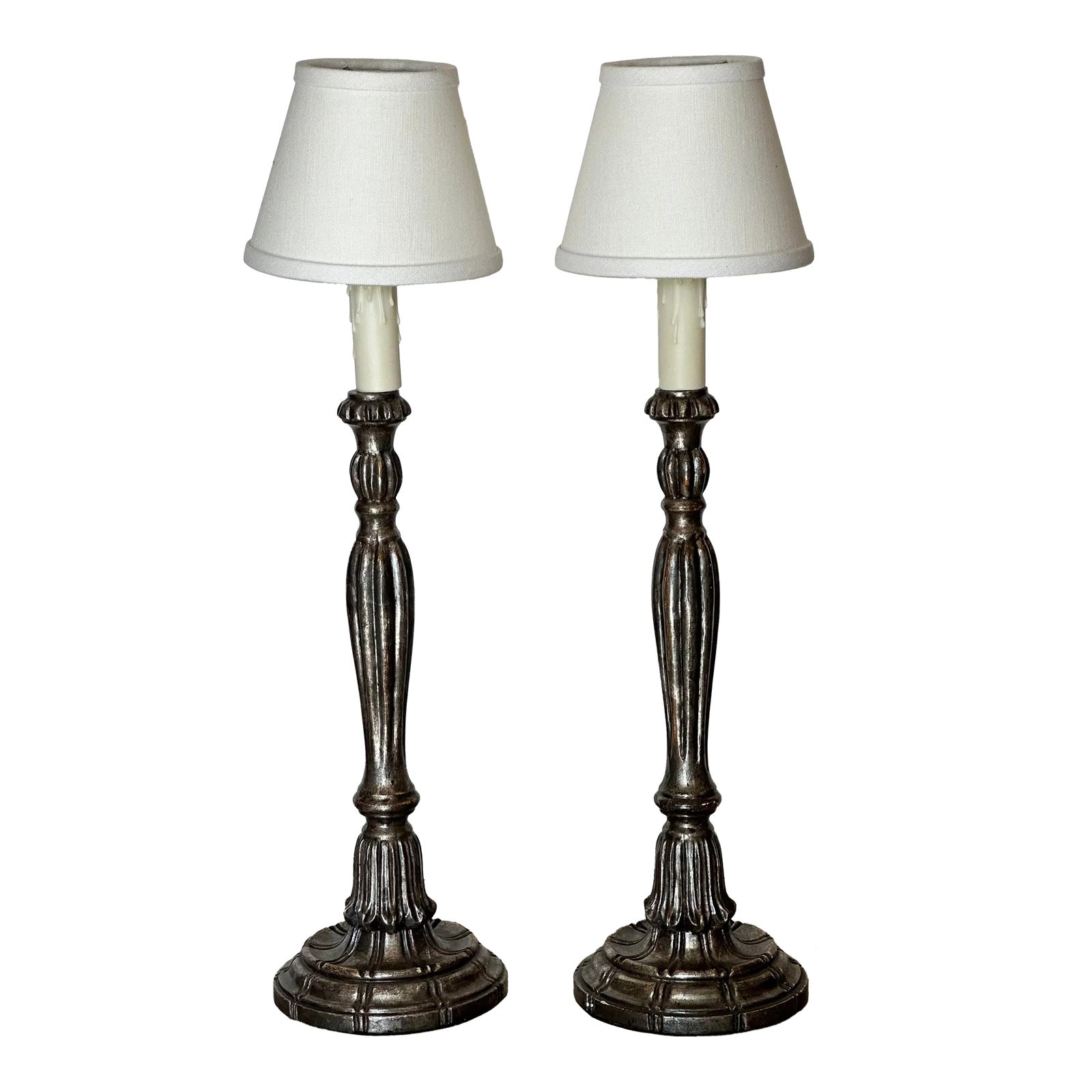 18th C Style Michael Taylor Panache Candlestick Table Lamps - a Pair ...