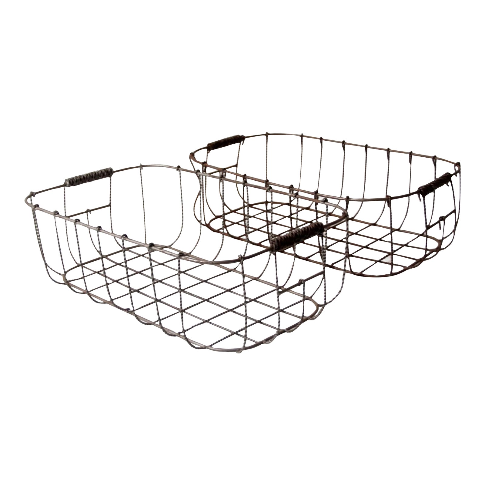 Vintage Wire Baskets Pair | Chairish