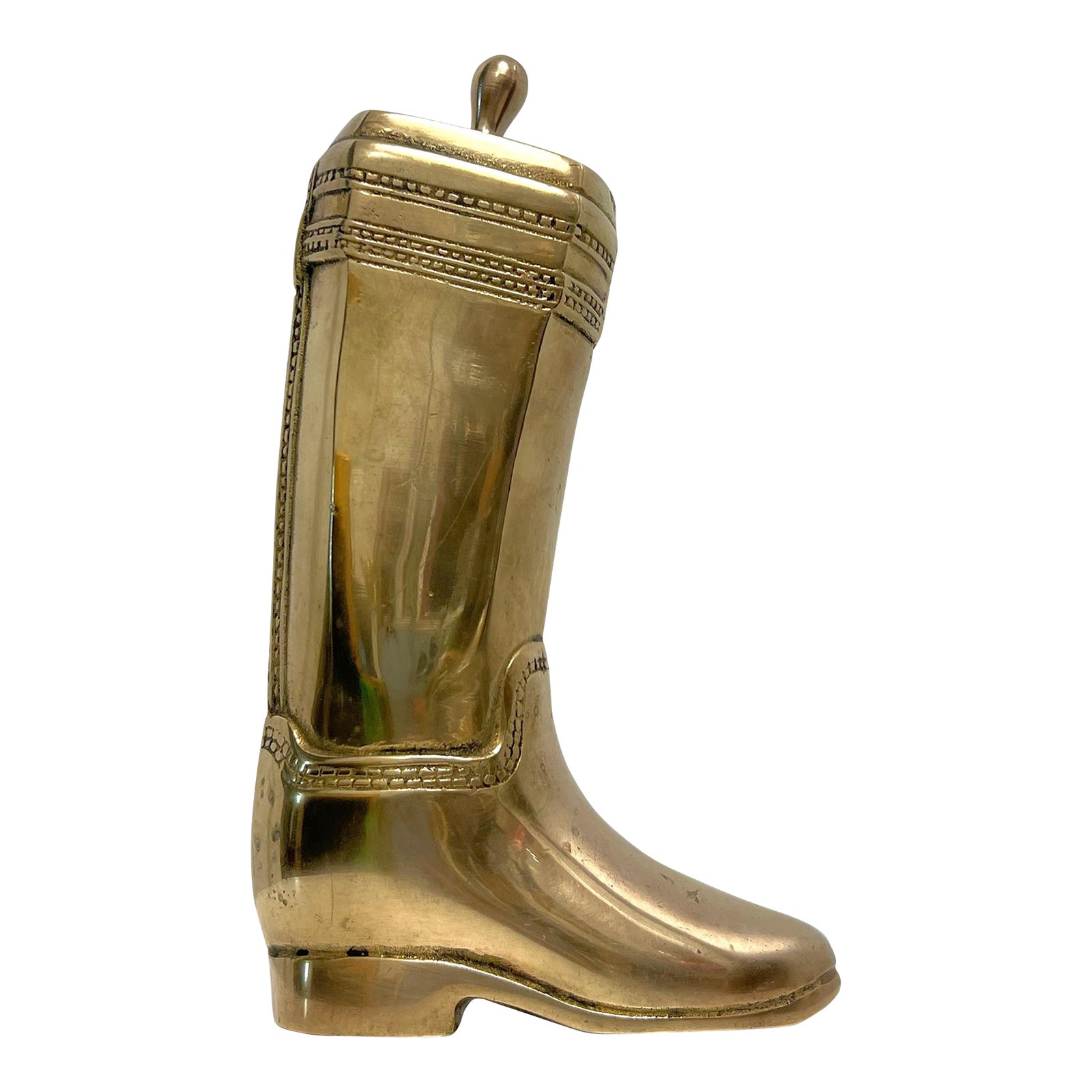 Mid-Century Brass Riding Boot Bookend/Paperweight | Chairish