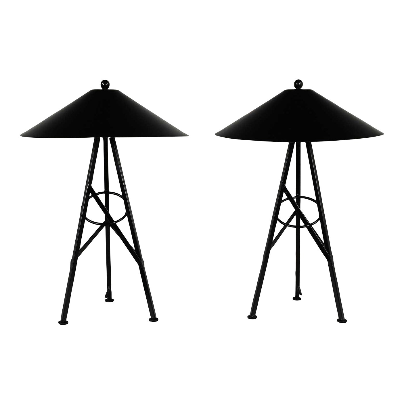 Late 20th Century Modern to Postmodern Metal Tri Leg Table Lamps With ...