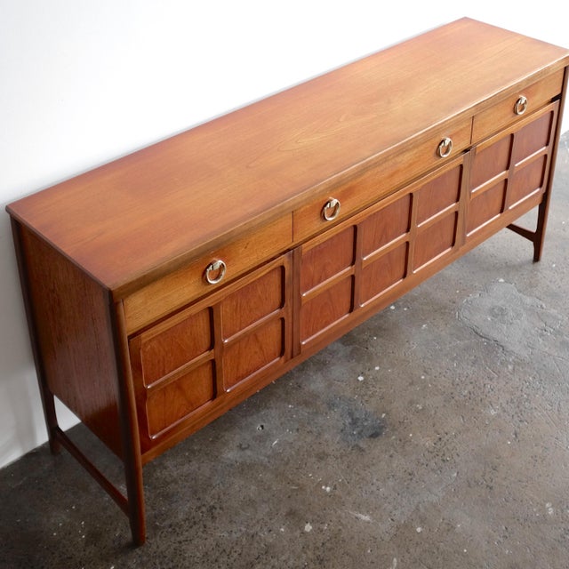 Nathan Furniture Teak Credenza / Sideboard With Drop-Down Bar | Chairish
