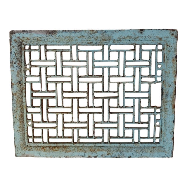 Early 20th Century Cast Iron Geometric Floor Grate | Chairish