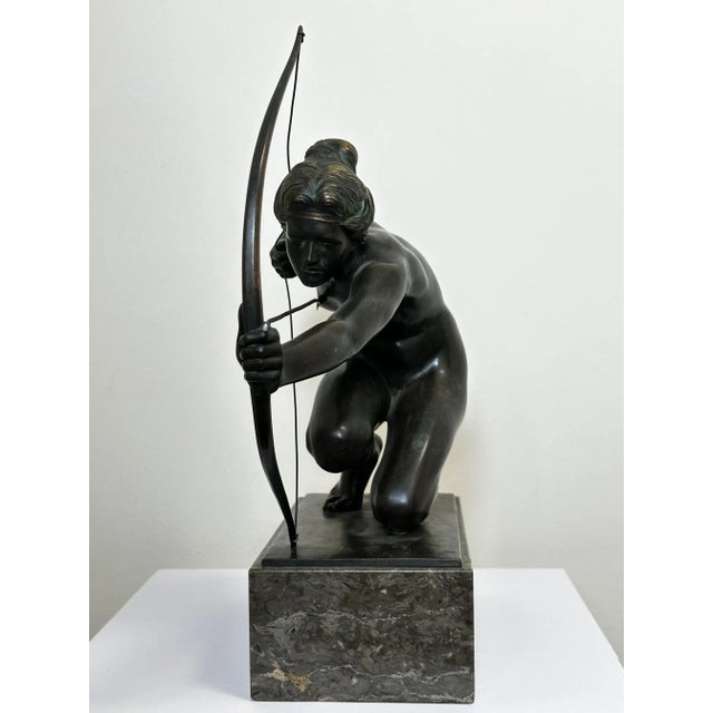 Art Deco Bronze Diana Mythology Goddess Holding Bow & Arrow Signed R ...