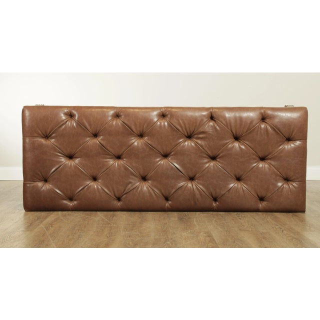 Brown Leather Tufted Long Bench | Chairish