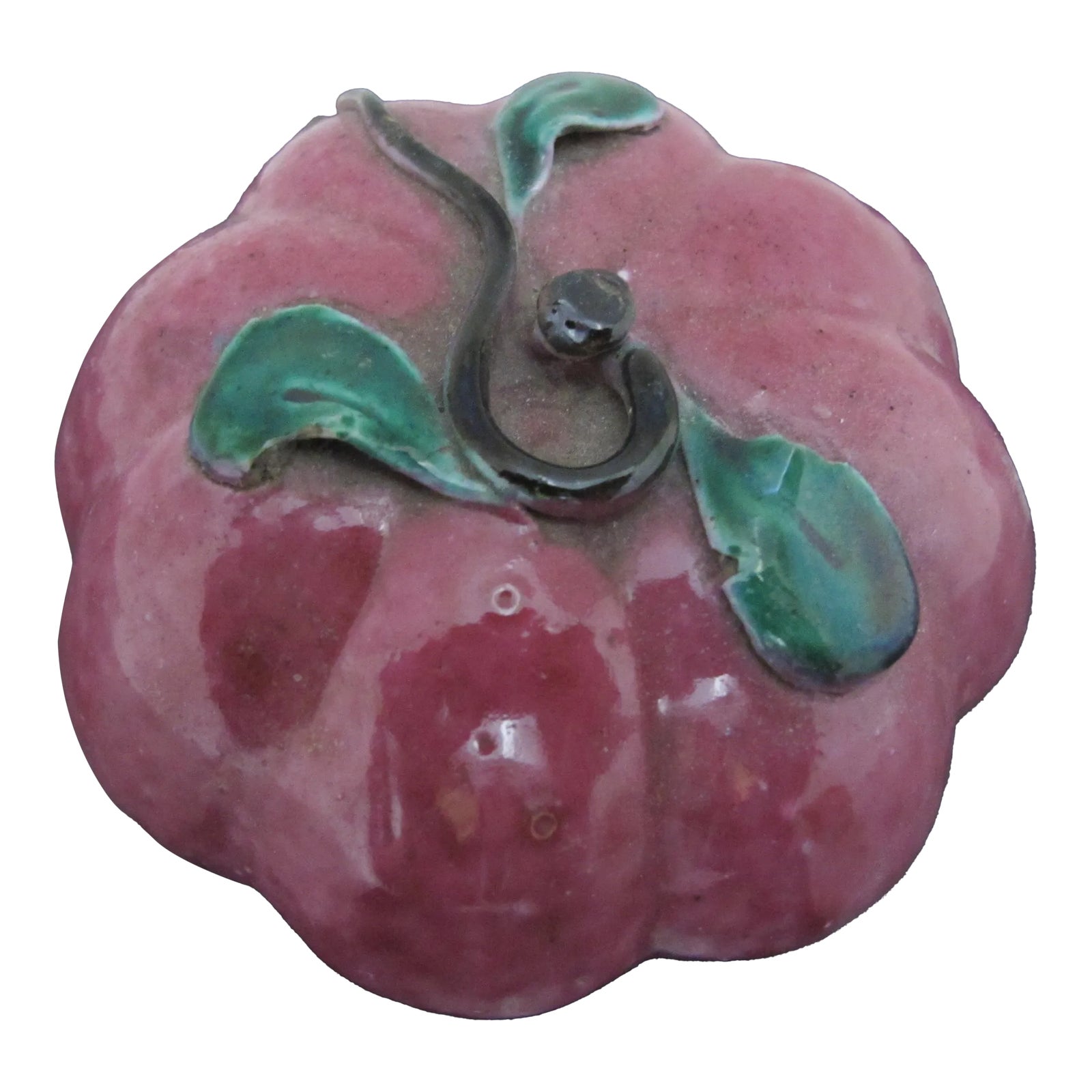 Chinese Export Pink Green Porcelain Pumpkin Gourd Altar Fruit Offering ...