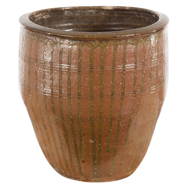 Japanese Early 20th Century Brown Tamba Tachikui Ware Pot with Dripping ...