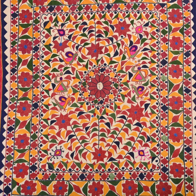 1990s Traditional Indian Textile Embroidery Tapestry | Chairish
