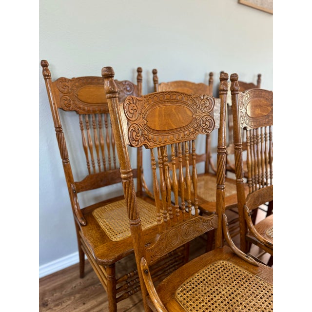 Early 20th Century Antique Larkin Tiger Oak Press Back Cane Dining Room ...