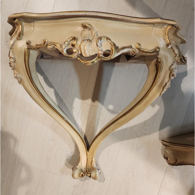 1930s Pair Hand Painted Antique Italian Consoles | Chairish