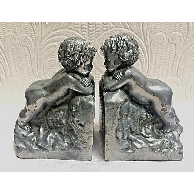 Pair of Antique Late 19th Century Pewter Cherub Angel Victorian ...