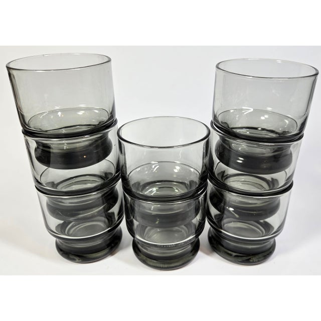 80s Gray Smoke Stacking Lowballs- Set of Eight | Chairish
