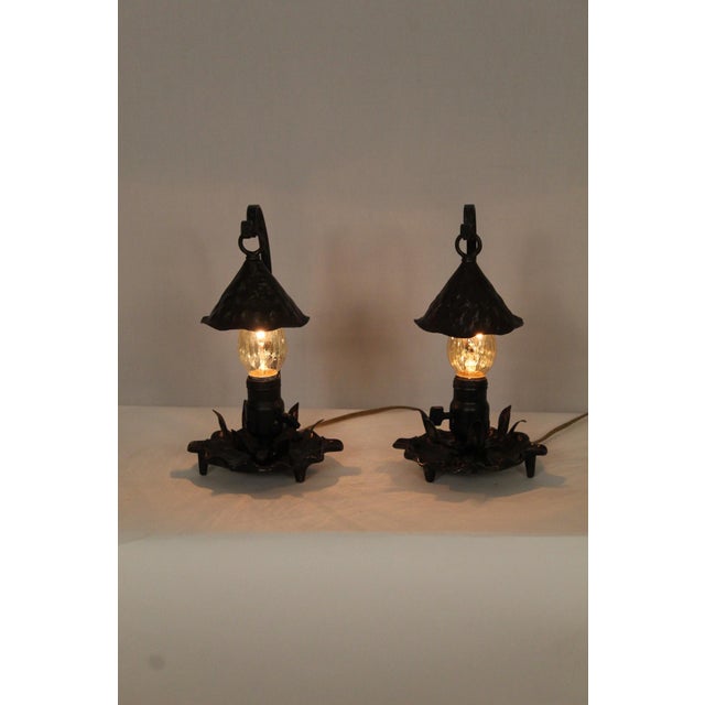 Early 20th Century Tutor Style Hand Forged Lamps - a Pair | Chairish