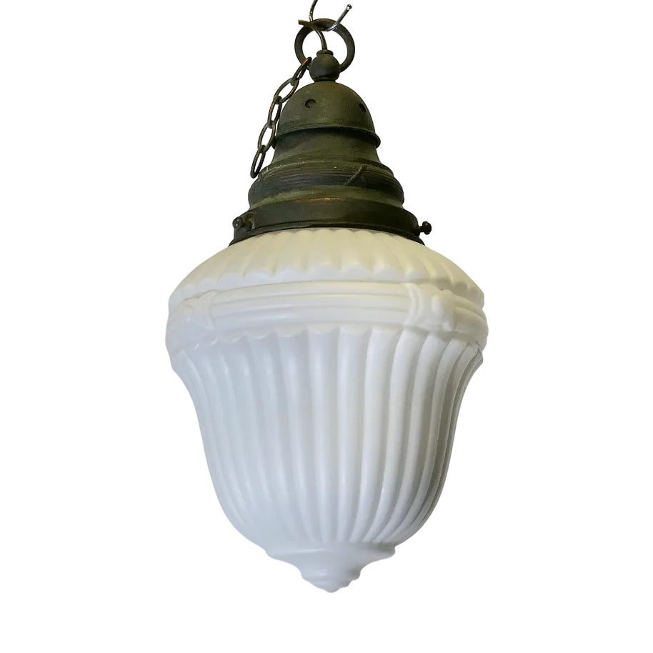 Large Victorian Arts and Crafts Opalescent Pendant Light, 1890s | Chairish