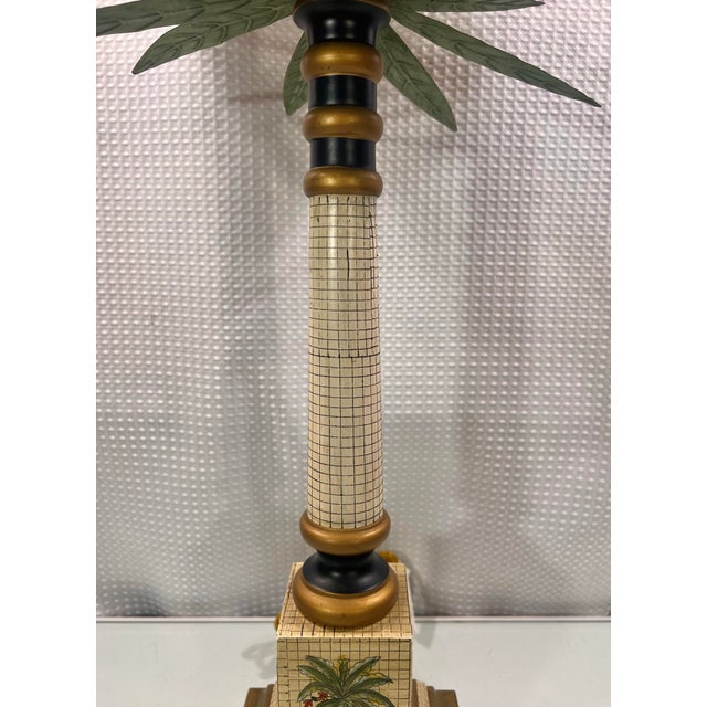 Vintage Palm Beach Style Hand Painted Palm Tree Column Table Lamp With ...