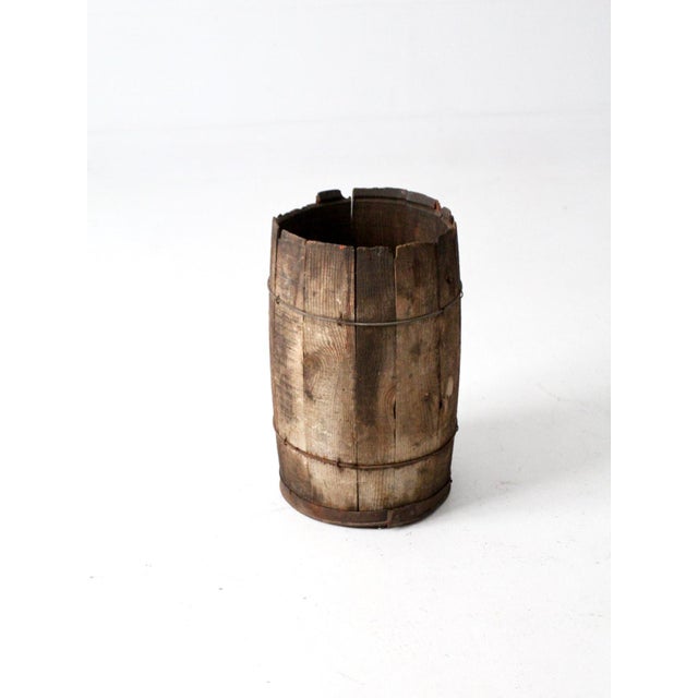 Antique Rustic Wooden Barrel | Chairish