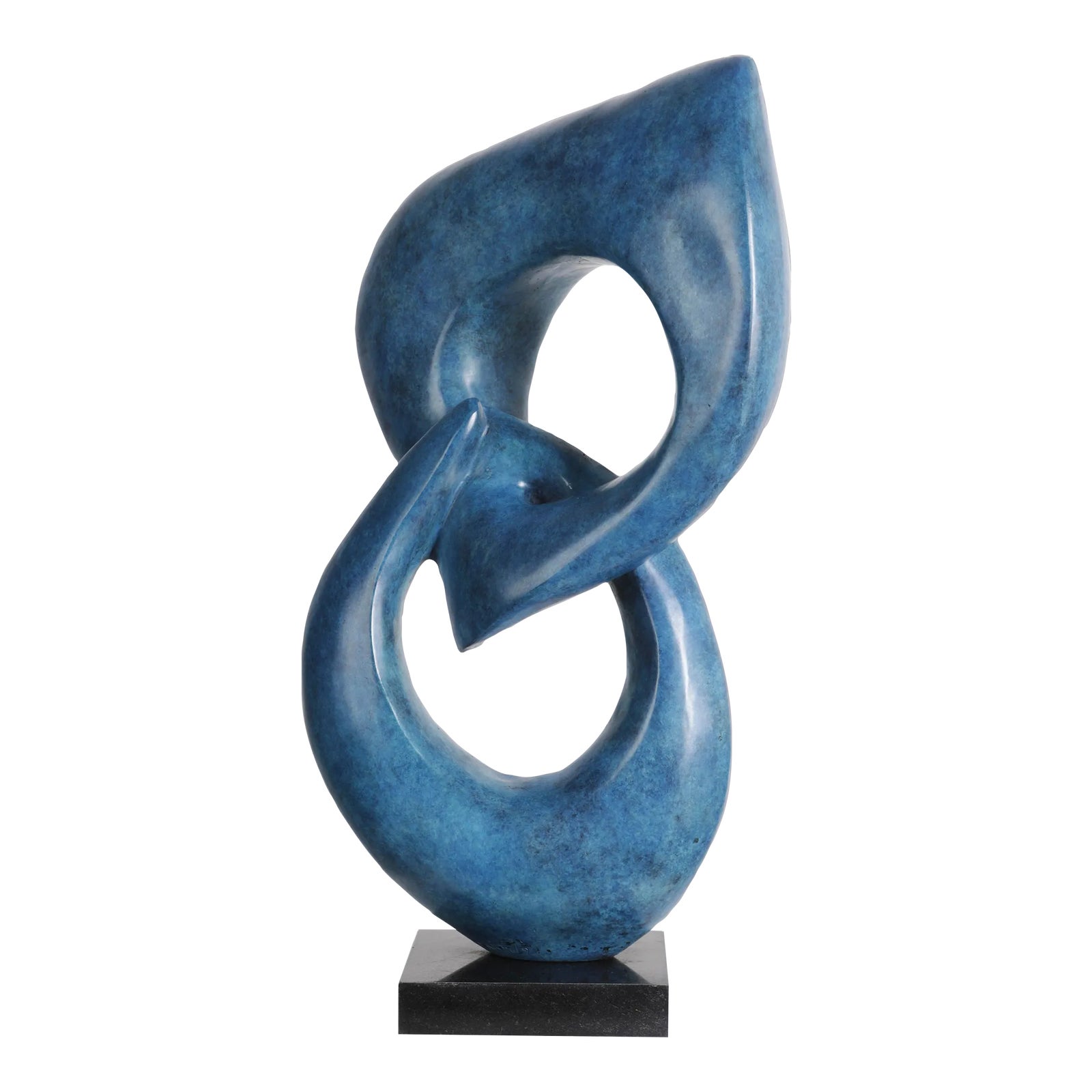 Two Rings- Contemporary Italian Blue Patinated Bronze Abstract Modern ...