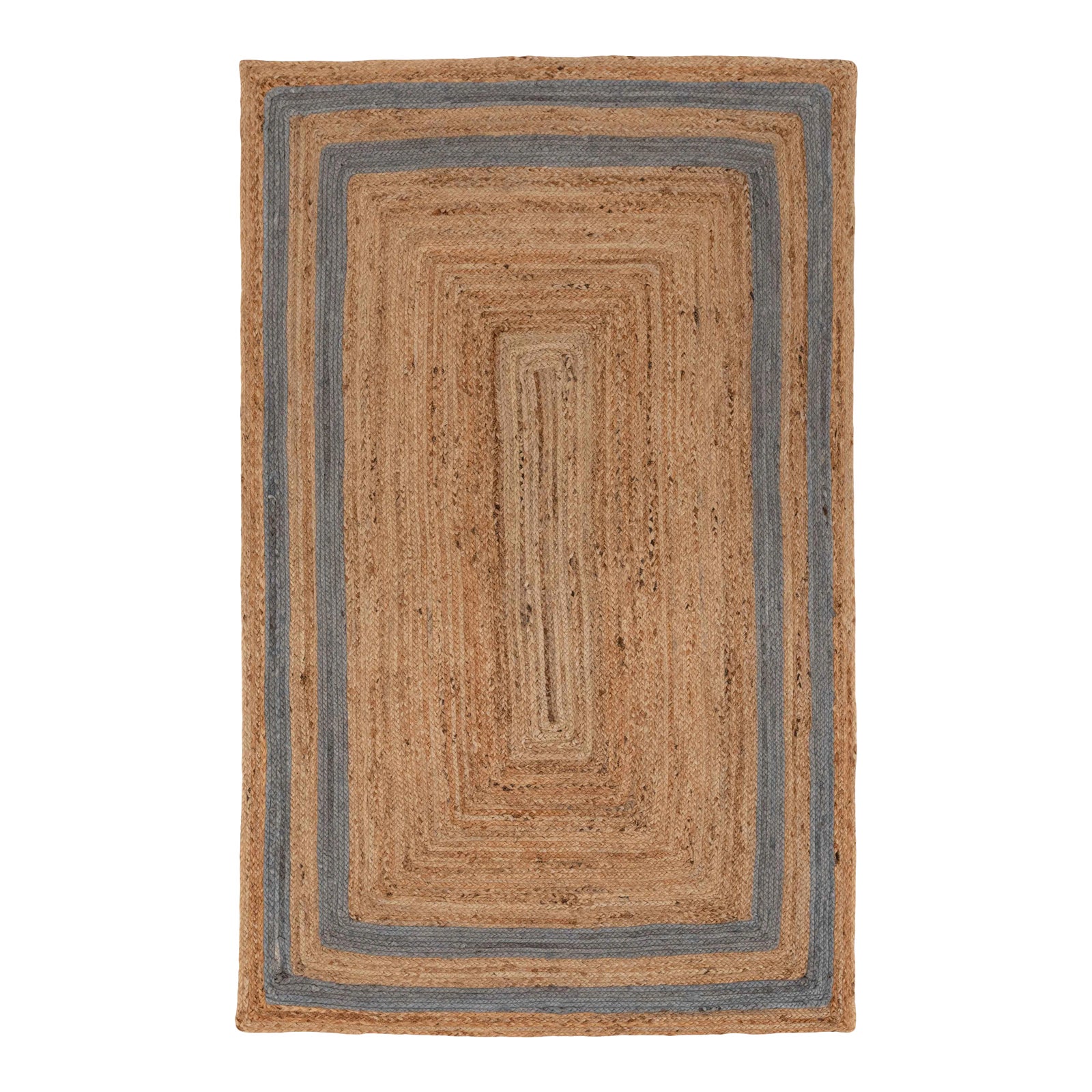 4'x6' Grey Border Rectangle Jute Handmade Rug | Chairish