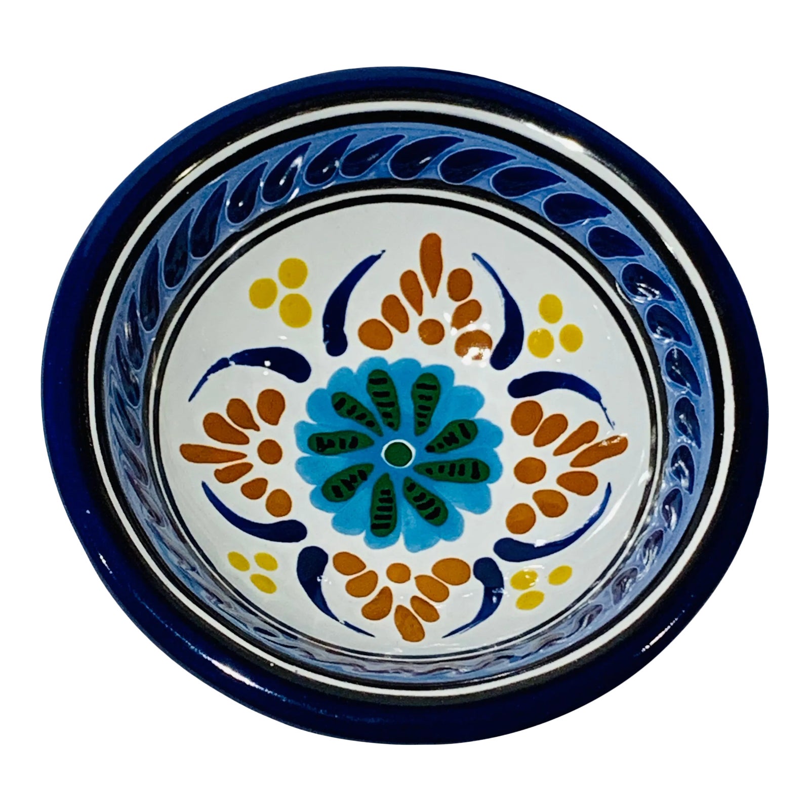 Early 21st Century Cobalt Blue & White Talavera Tapas Serving Bowl ...