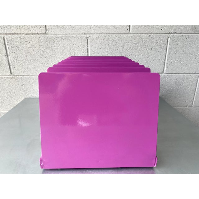 1970s 8 Slot Paper Organizer Refinished in Magenta | Chairish