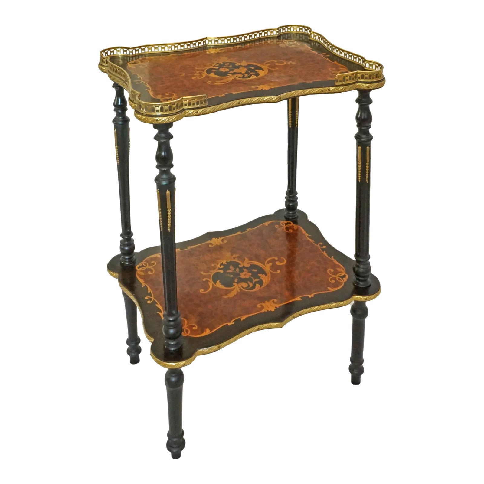Napoleon III Two Tier Gueridon Table With Burl Walnut Marquetry and ...