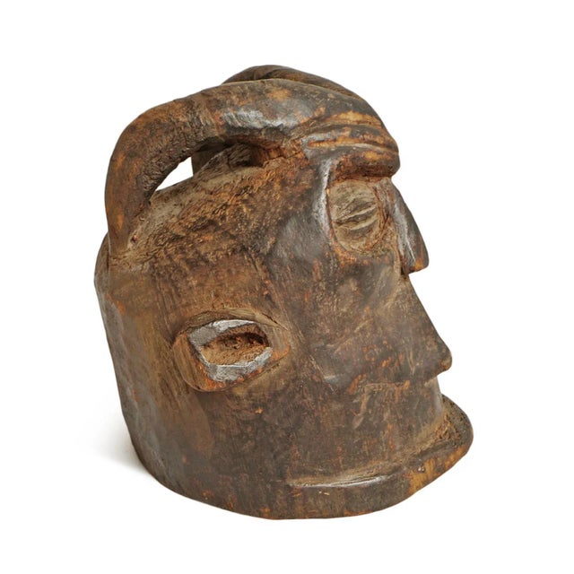 Vintage Carved Wood Helmet Mask | Chairish