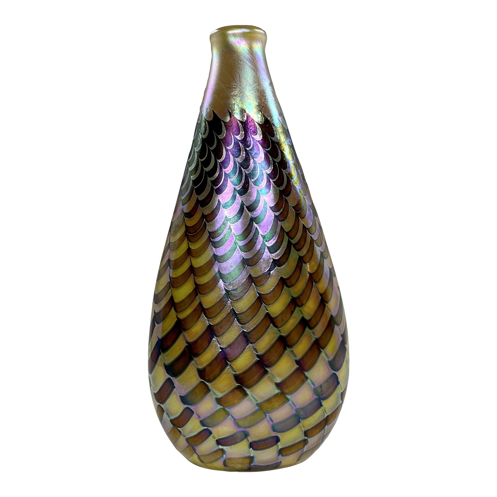 1980s Large Stephen Fellerman Iridescent Vase | Chairish