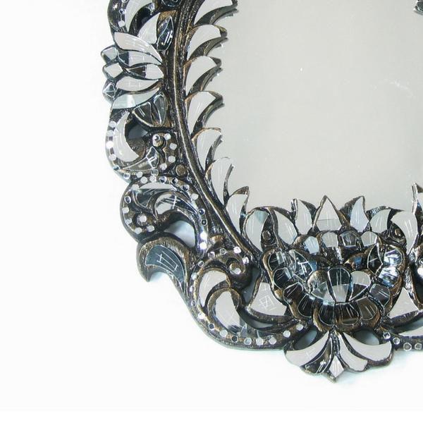 Oval Hand Cut Glass Mirror | Chairish