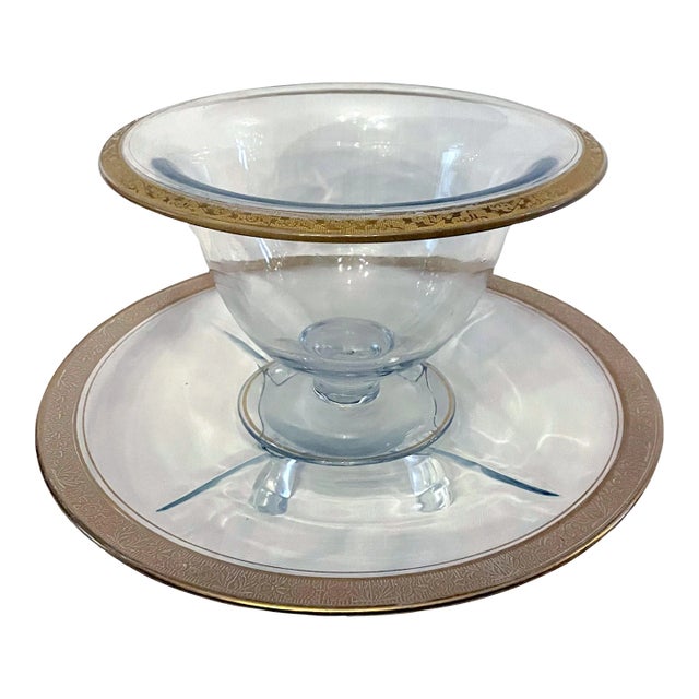 1940s Gold-Rimmed Glass Bowl and Plate | Chairish