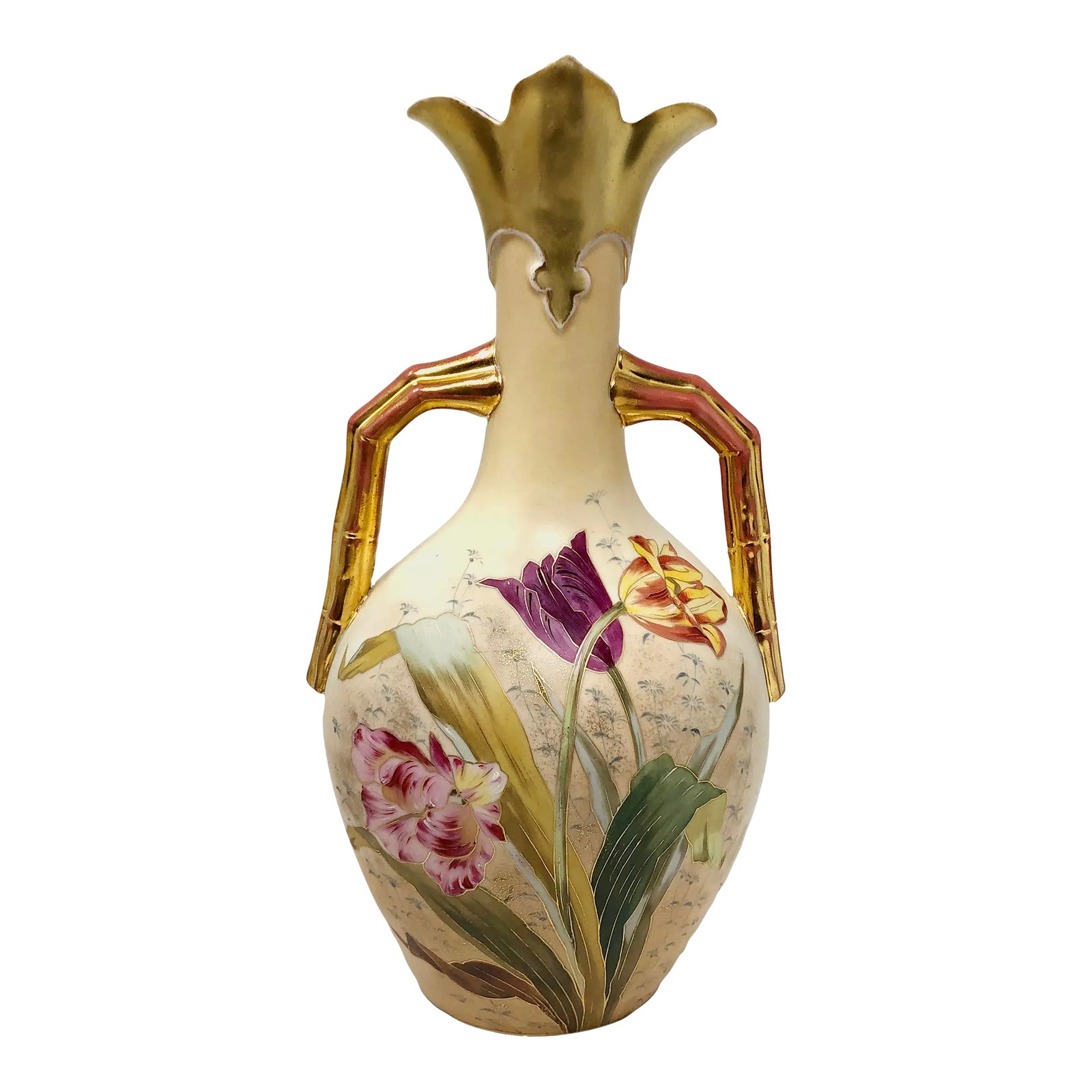 Antique Robert Hanke Austrian Porcelain Vase With Hand Painted Tulips ...