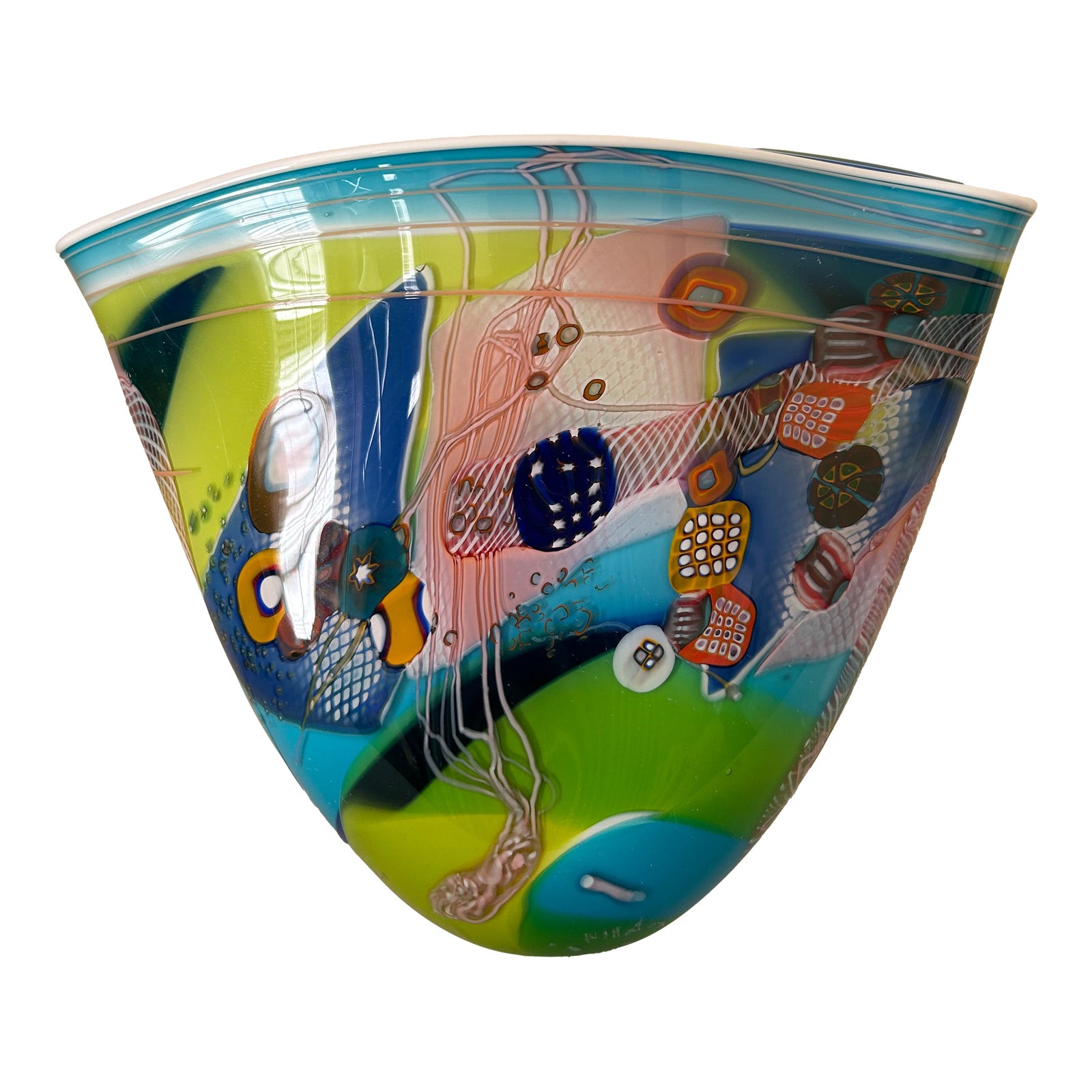 Colorful Art Glass Vase by Wes Hunting | Chairish