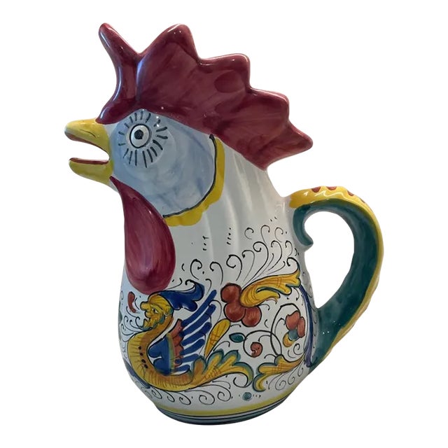 Vintage Italian Majolica Labor Deruta Porcelain Pottery Rooster Pitcher ...